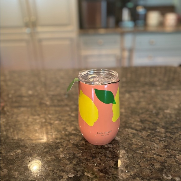kate spade | Dining | Kate Spade Pink Lemon Insulated Stemless Wine ...